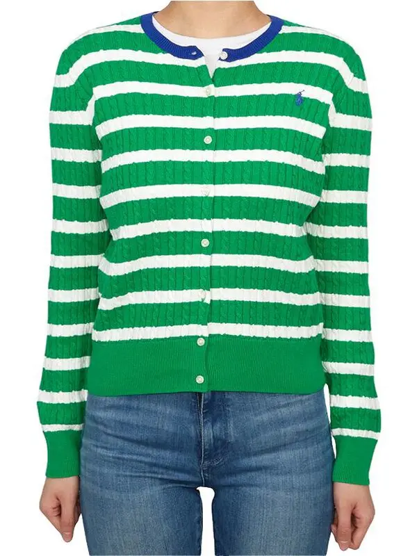 Polo Ralph Lauren Striped Crew Neck Cardigan - Green