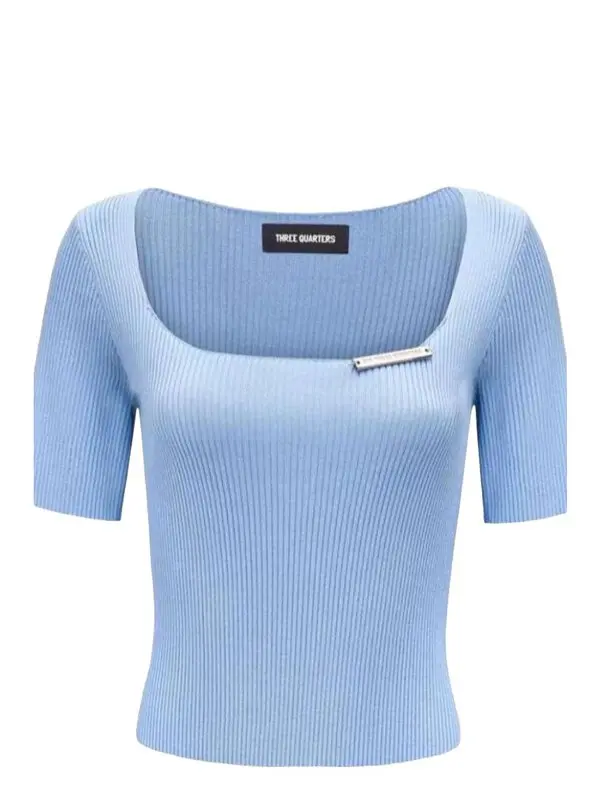 THREE QUARTERS Square-neck Sweater - Blue