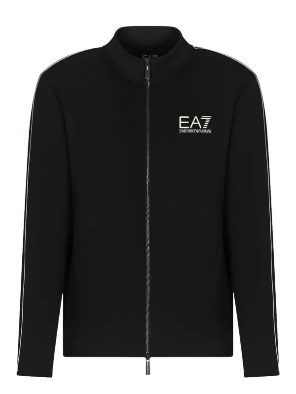 EA7 Full Zip Sweatshirt With Logo Detail - Blac