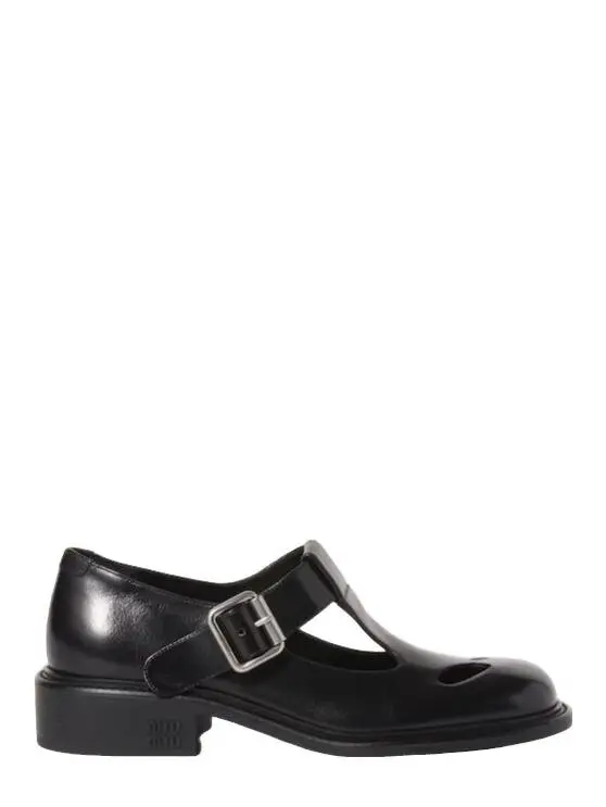 Miu Miu Leather Mary Jane T-bar Shoes - Black