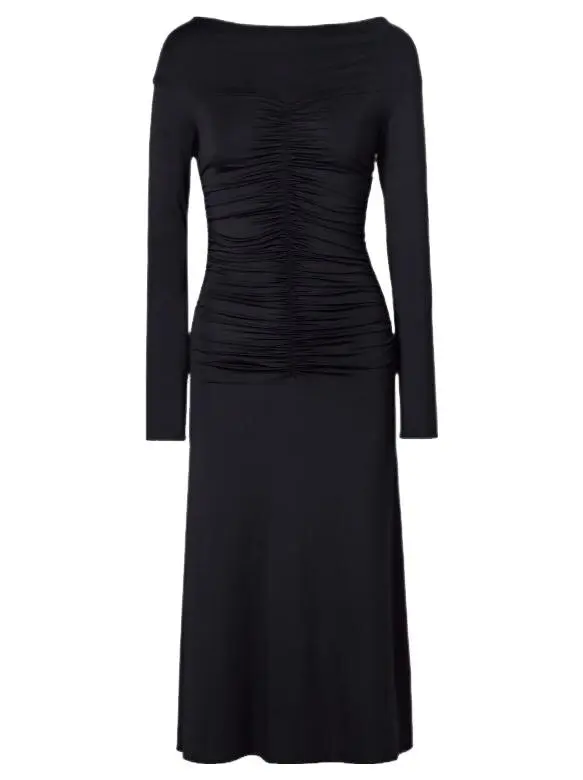 Altuzarra Ruched Stretch-jersey Midi Dress - Black