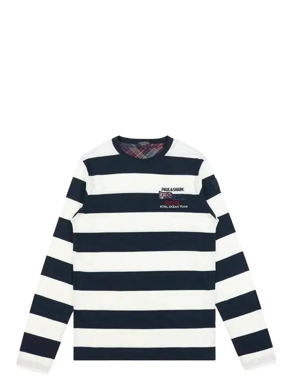 PAUL  SHARK Striped Logo Long-sleeved T-shirt - White