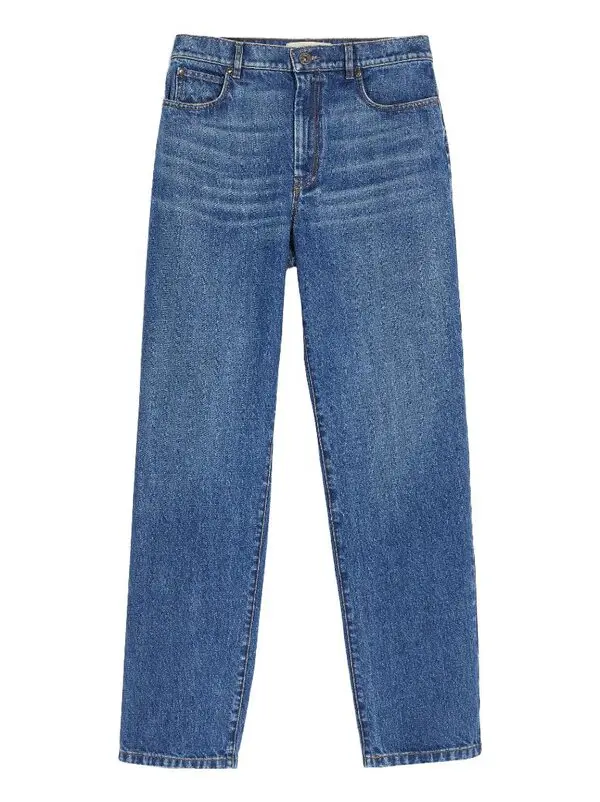Max Mara Straight Leg Jeans With Contrast Stitching - Blue