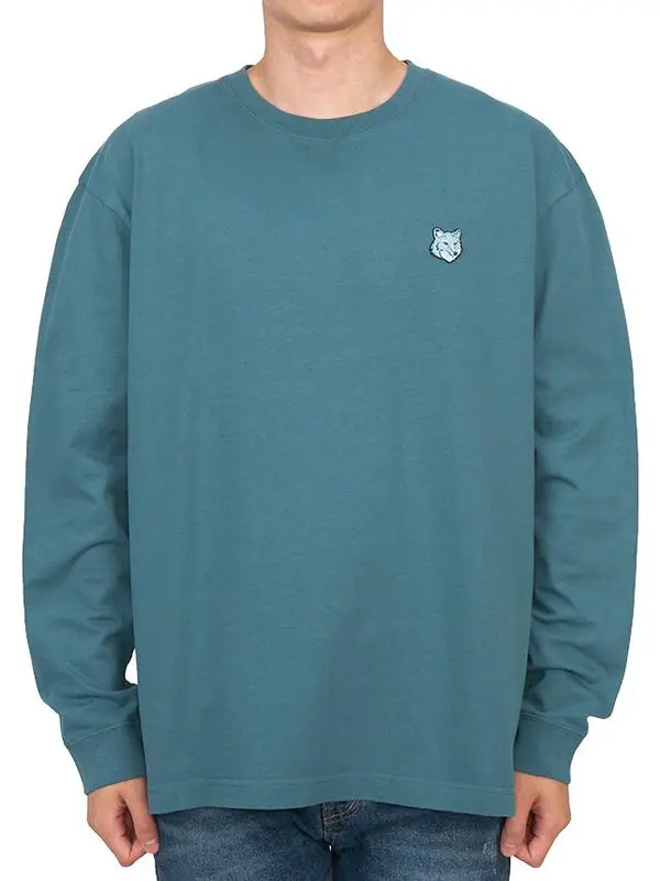 Maison Kitsuné Round Collar And Long-sleeved T-shirt - Blue
