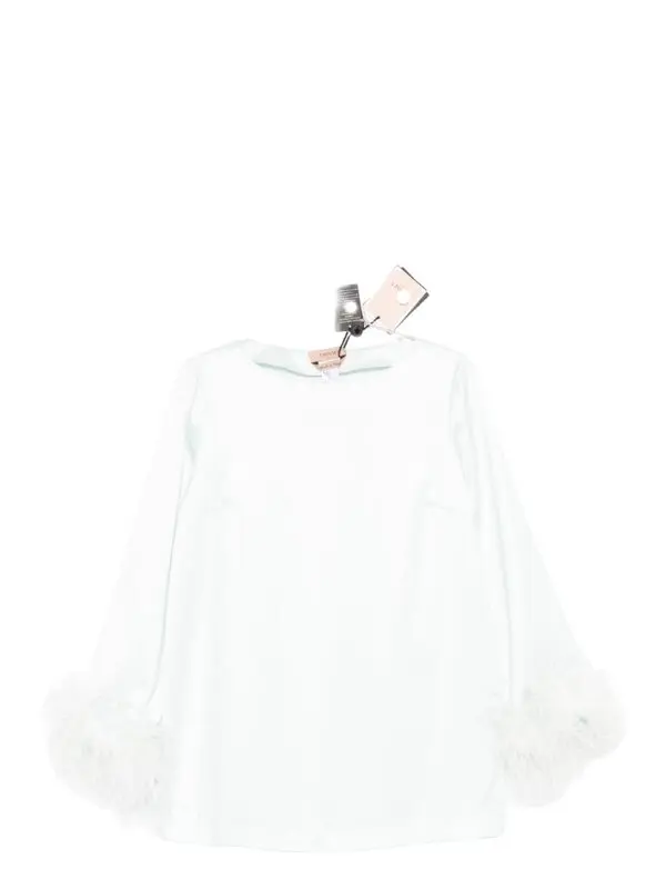 TWINSET Feather-trim Boat Neck Blouse - White