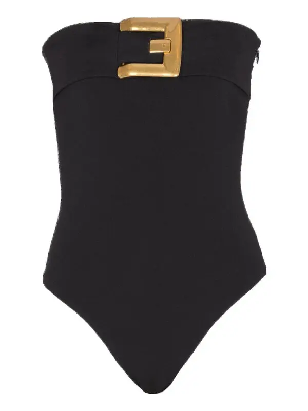 Balmain Strapless Buckle Bodysuit - Black