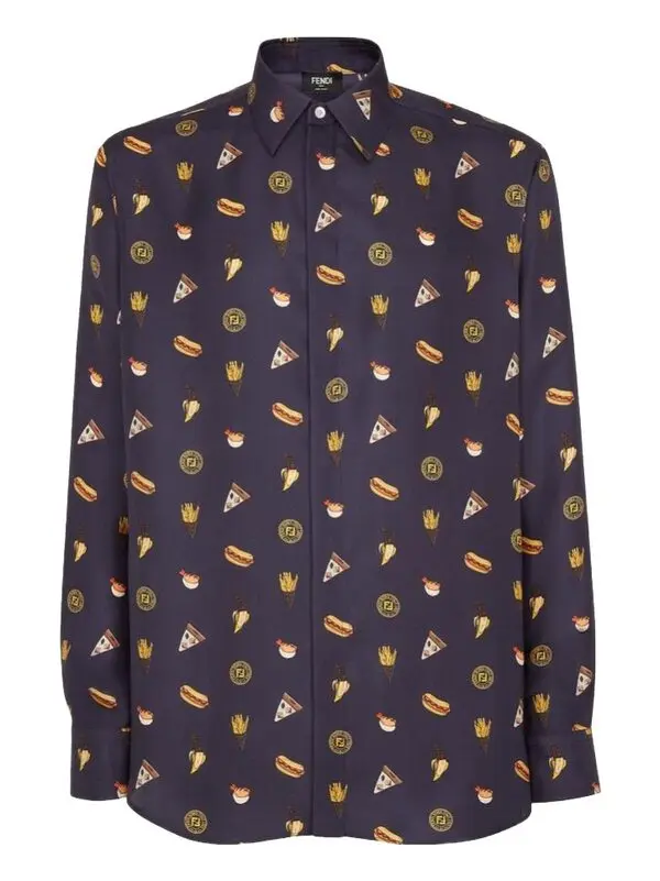 Fendi Silk Fendilicious Shirt - Blue