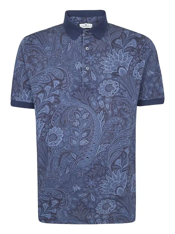 Etro Arnica Paisley Short-sleeved Polo Shirt - Blue