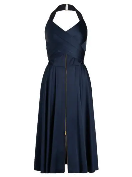 PATOU Pleated Midi Halterneck Dress - Black