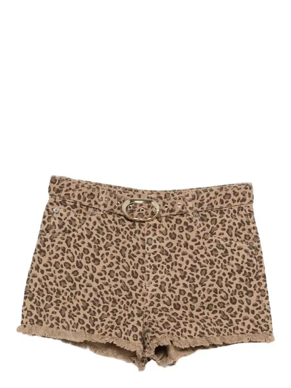 TWINSET Belted Animal Print Shorts - Nude