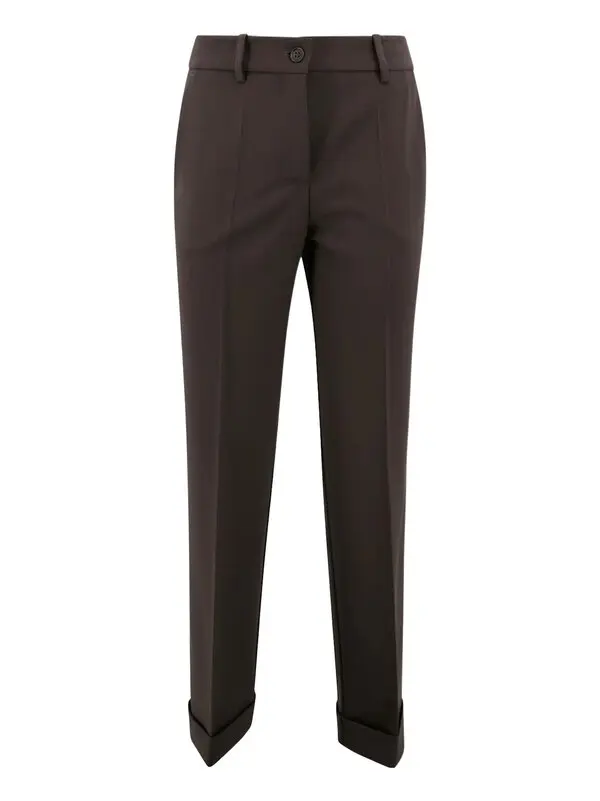 P.a.r.o.s.h Tailored Straight Leg Trousers With Turn-over Hem - Brown