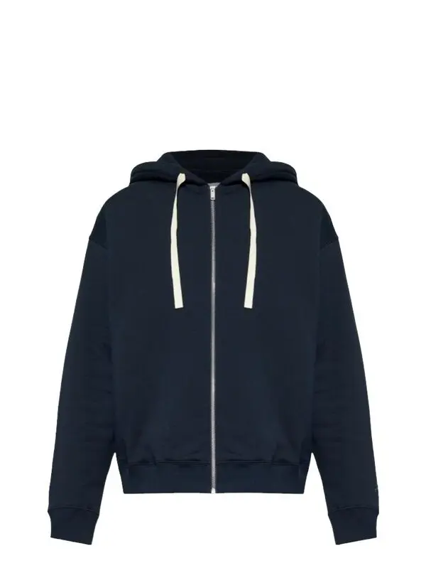 JIL SANDER Logo Zip-up Hoodie - Black