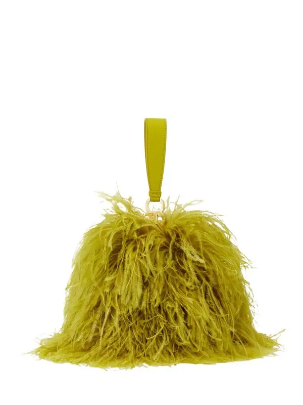 FERRAGAMO Double Gancini Feather Clutch - Antique Yellow