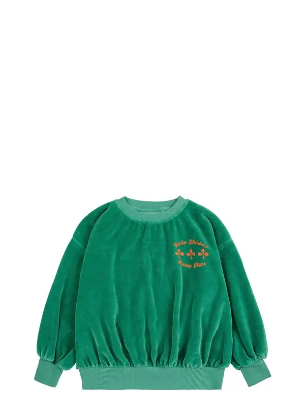 BOBO CHOSES Velour Crewneck Sweatshirt - Green