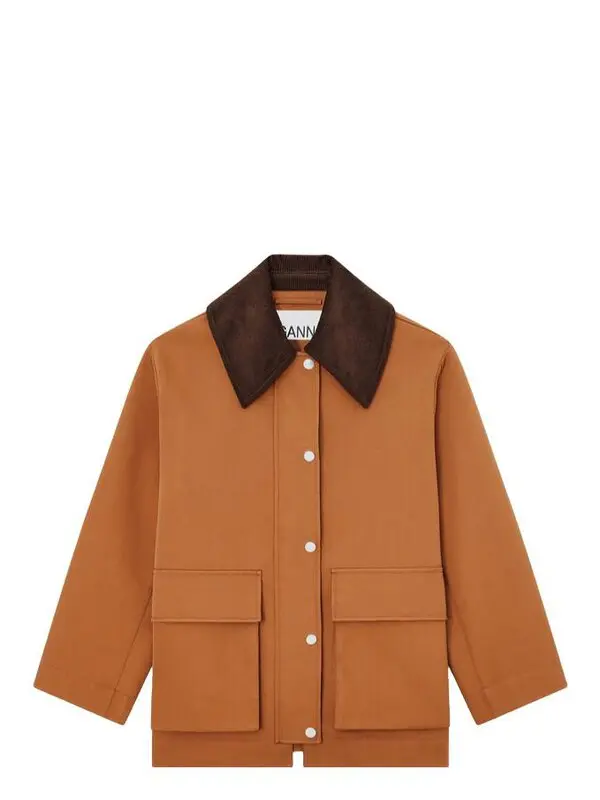 GANNI Jacket In Twill - Brown