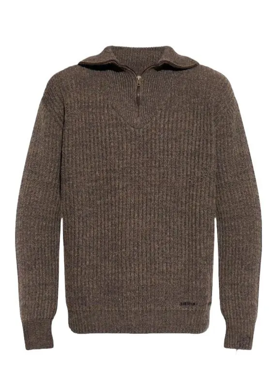 MAISON MARGIELA Zip-collar Knitted Jumper - Brown
