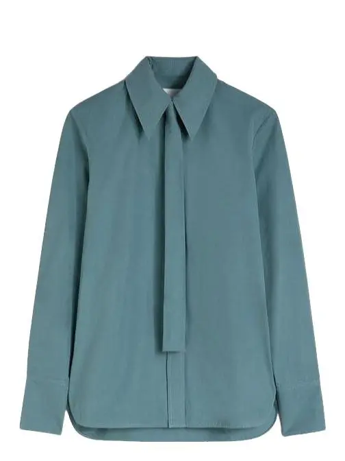 JIL SANDER Tie-detail Cotton Shirt - Blue