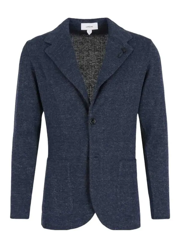 LARDINI Single Breasted Knit Jacket - Black