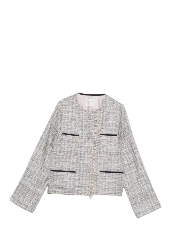 FORTE_FORTE Long-sleeved Textured Jacket - Gray