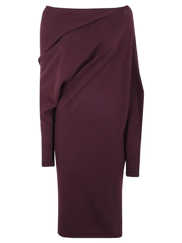 GIANLUCA CAPANNOLO One-shoulder Wool Dress With Pleated Detail - Red