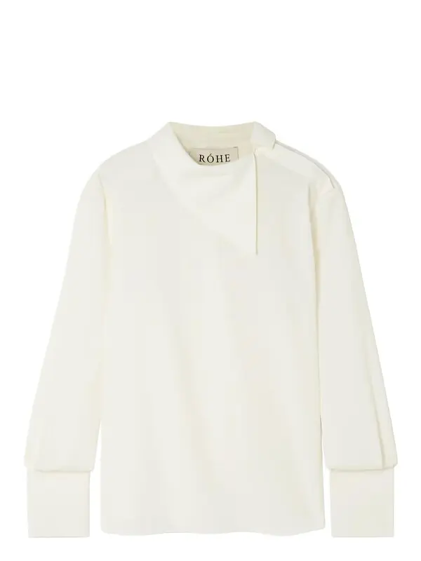 RÓHE Long Sleeve Asymmetrical Neck Shirt - Cream