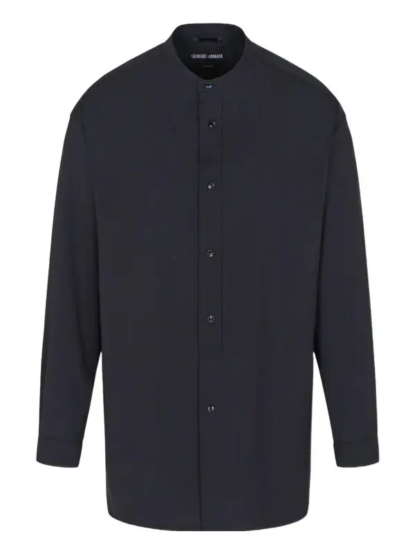 Giorgio Armani Button-up Long-sleeved Shirt - Navy Blue