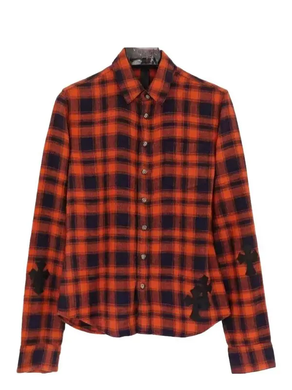 Chrome Hearts Long-sleeved Plaid Shirt - Red