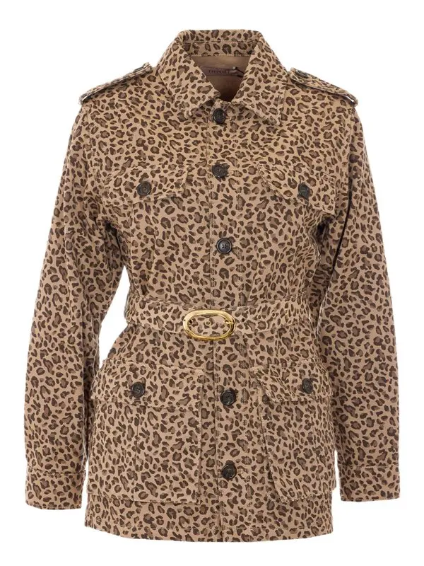 TWINSET Leopard-print Belted Jacket - Brown
