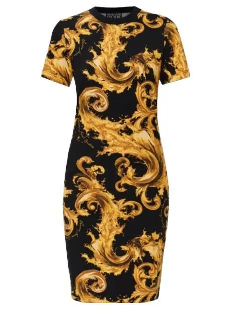 Versace Barocco Print Mini Dress - Black/gold