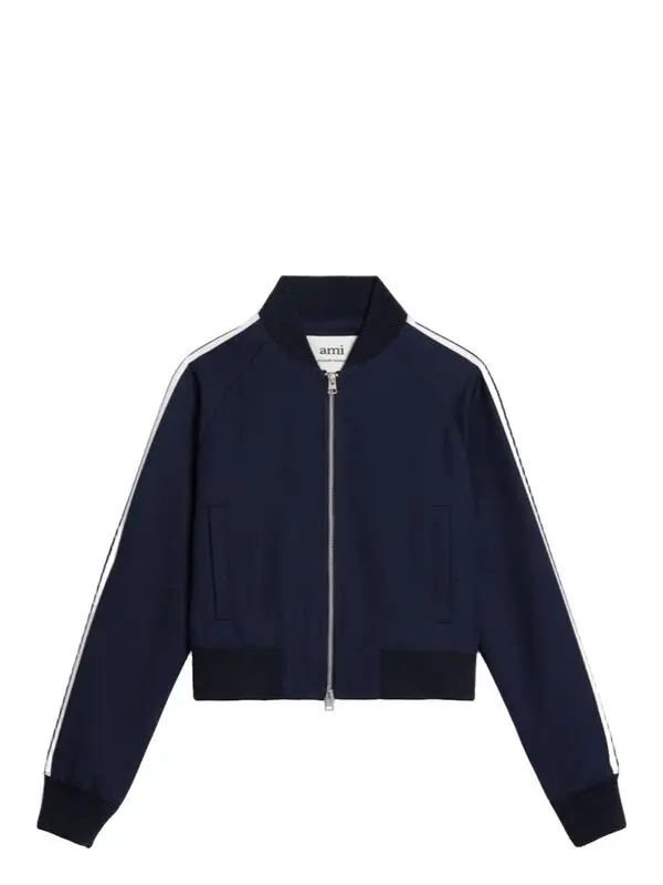 Ami Track Jacket With Stripe Trim - Black
