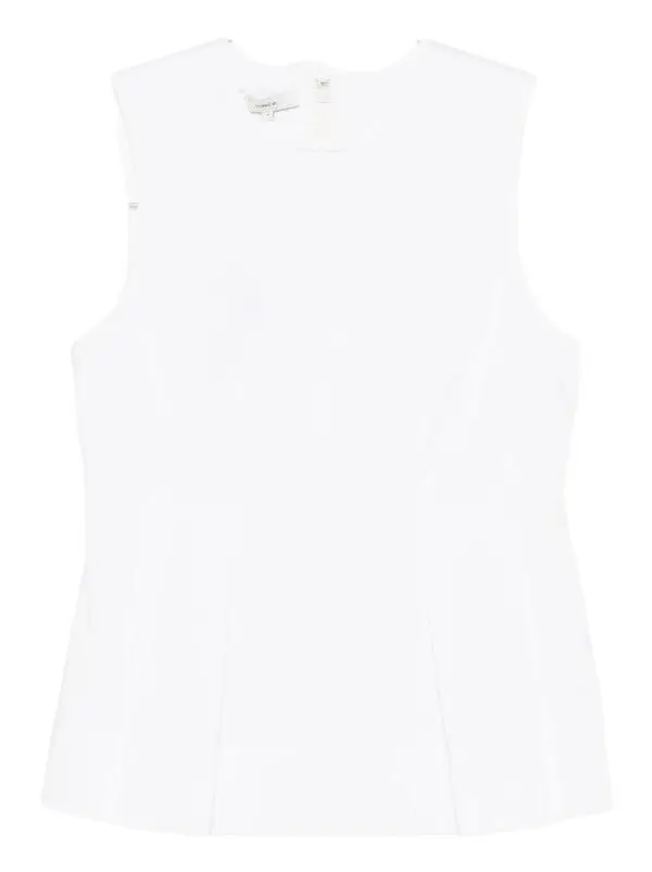 Vince Sleeveless Pleated Hem Top - White