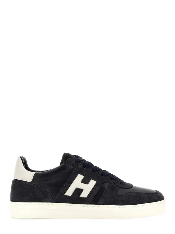 Hogan H-stripe Lace-up Sneakers In Suede And Nappa Leather - Blue