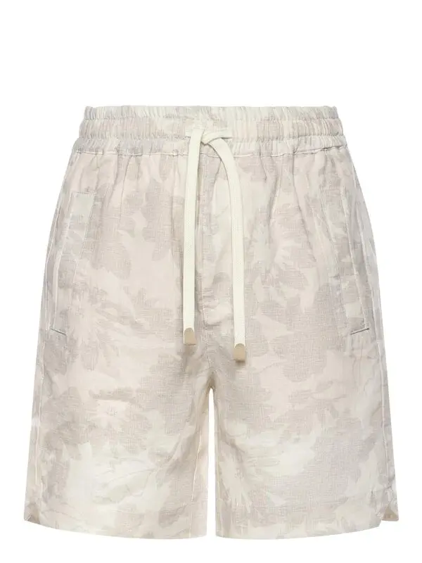 Eleventy Floral Print Drawstring Shorts - White