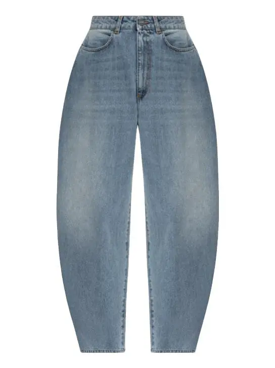 RÓHE Button Detailed Straight Leg Jeans - Gray