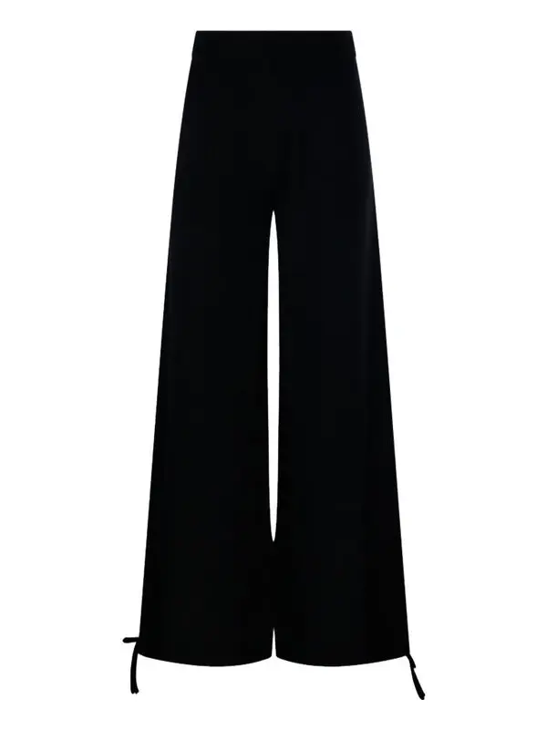 Max Mara Wide-leg Knit Pants With Drawstring Hem - Black