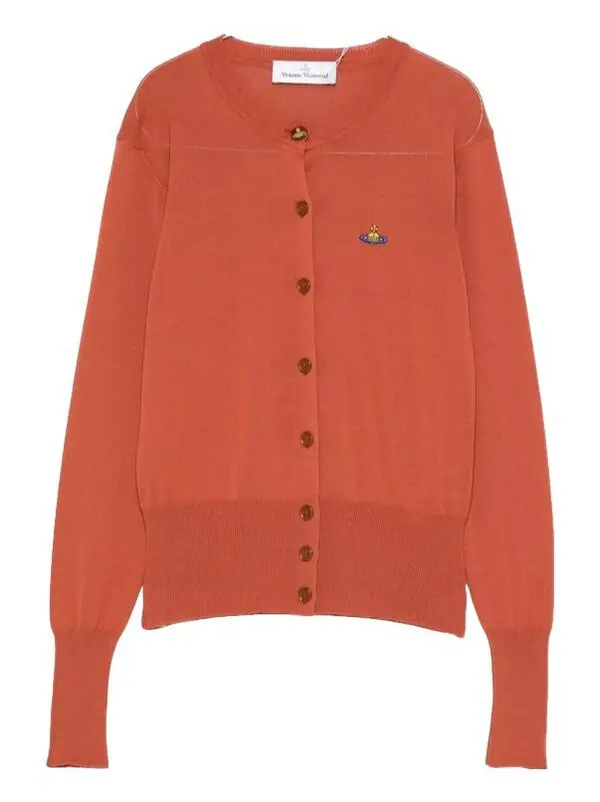 VIVIENNE WESTWOOD Logo Embroidered Buttoned Cardigan - Orange
