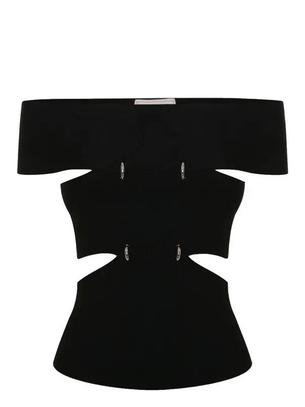 Alexander McQueen Cut-out Off-shoulder Stretch Top - Black