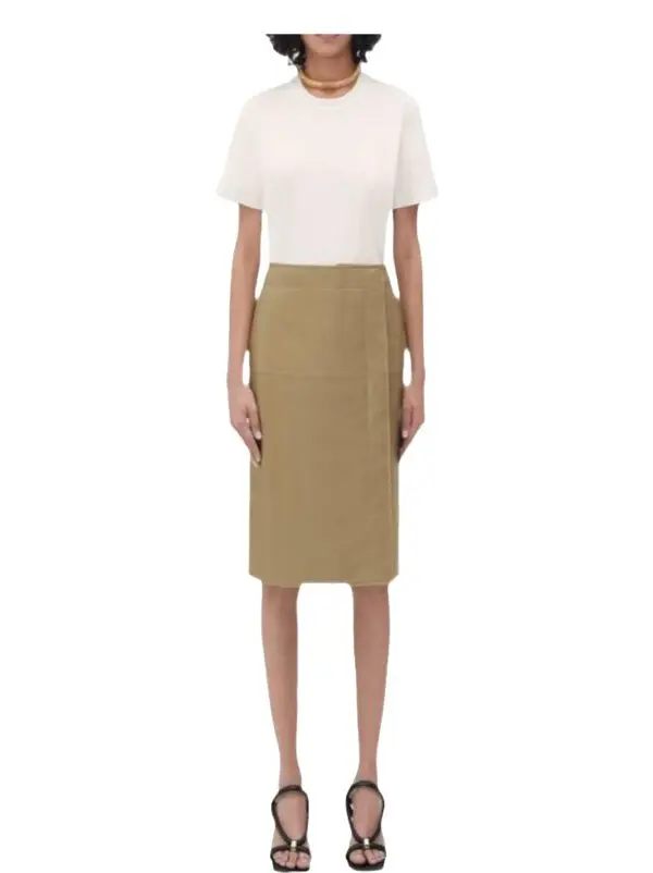 Bottega Veneta High-rise Leather Midi Skirt - Brown