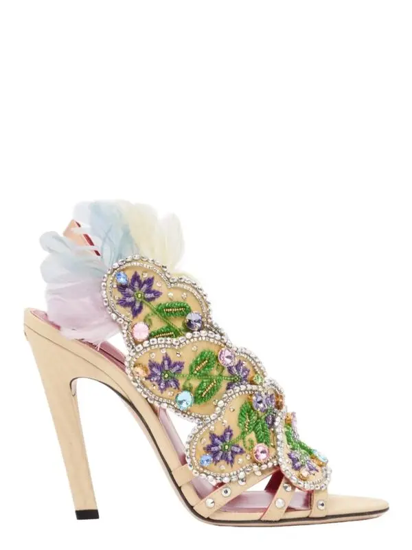 Valentino Garavani 105mm Crystal-embellished Sandals - Nude