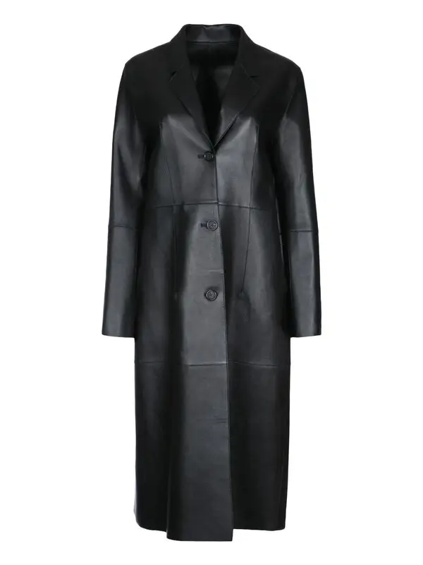 TOTEME Single-breasted Leather Coat - Black