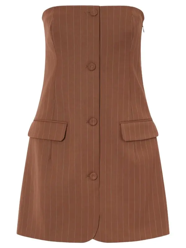 JEAN PAUL GAULTIER Striped Strapless Mini Dress - Light Brown