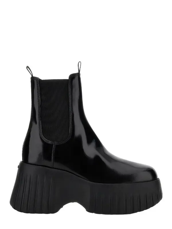 Hogan Platform Chelsea Boots With Accordion Sole - Black