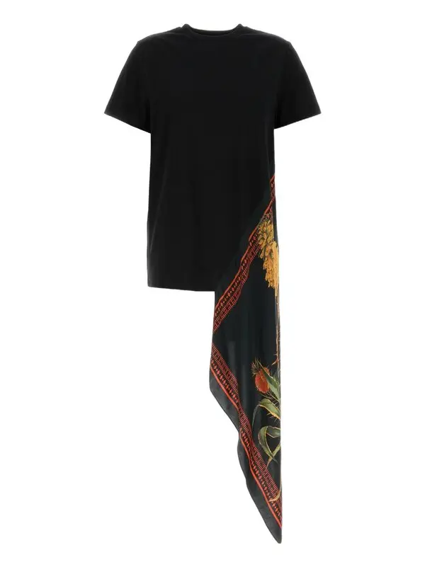 Blumarine Asymmetrical Printed Crewneck T-shirt - Black
