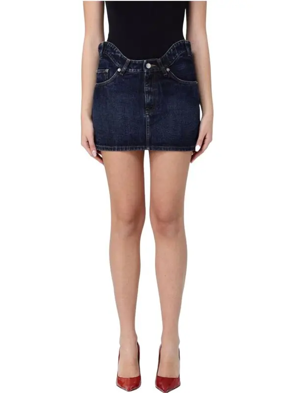 JEAN PAUL GAULTIER Curved Denim Mini Skirt - Black
