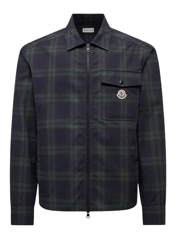 Moncler Checked Collared Zip-up Jacket - Black