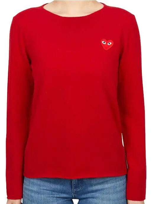 Comme Des Garçons Long Sleeve Sweater With Applique - Red
