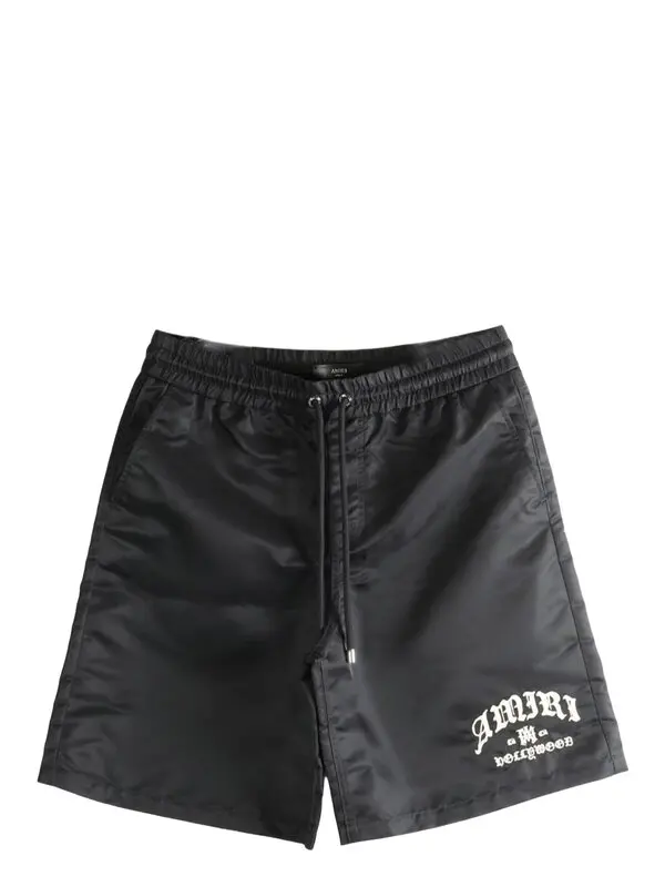 Amiri Drawstring Shorts With English Lettering - Black