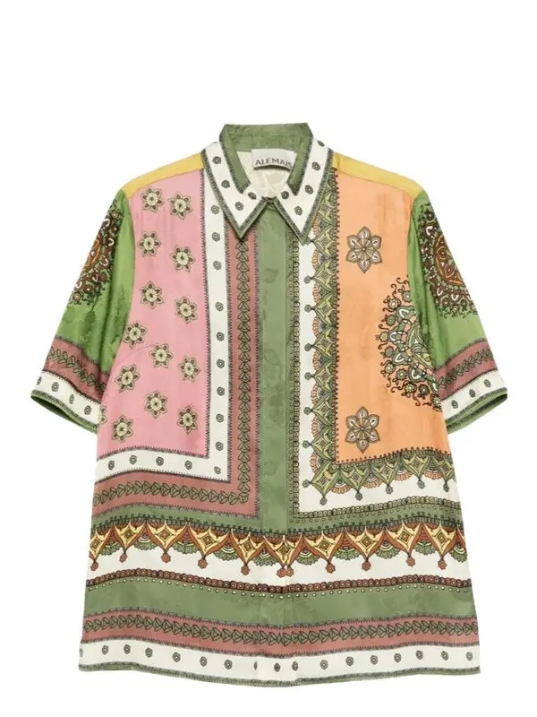 ALEMAIS All Over Geometric Print Shirt - Green