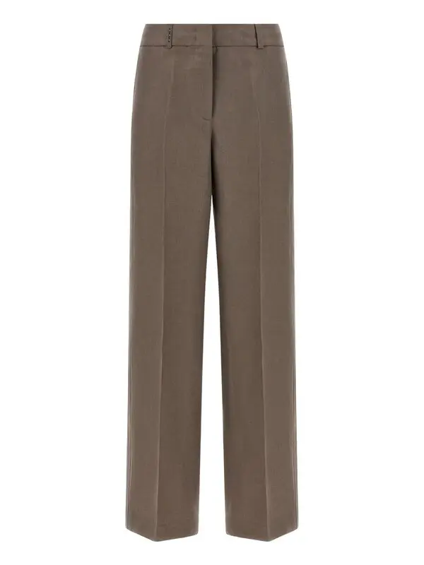 Peserico Wide-leg Pleated Gabardine Trousers - Brown
