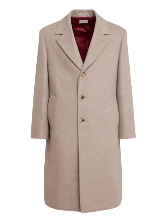 Brunello Cucinelli Single Breasted Wool Coat - Nude